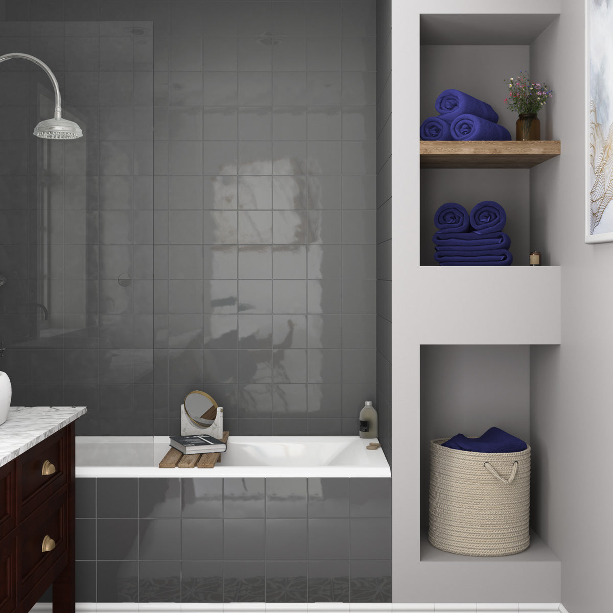 Vægflise Vision Dark Grey Blank 15x15 – Kakelgiganten